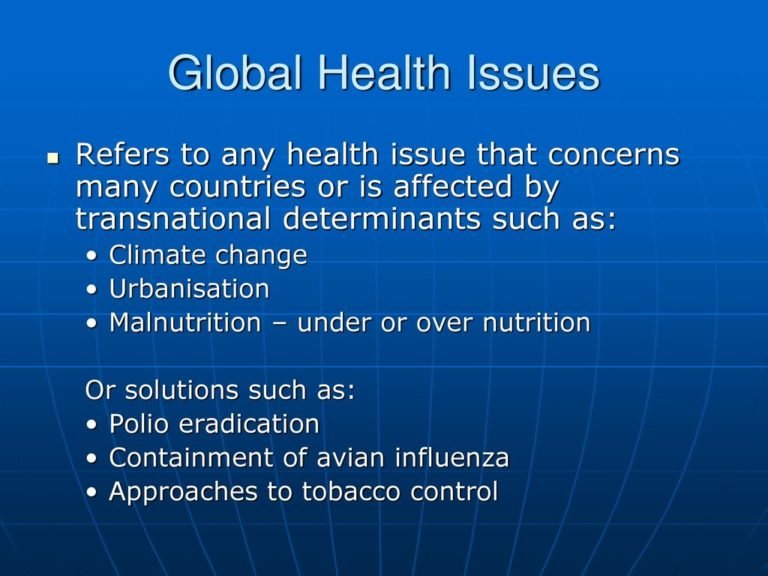 Global Health Issues - APPROVED SCHOLARS